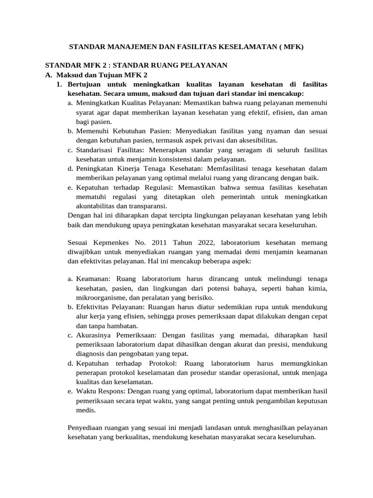 Standar Manajemen Dan Fasilitas Keselamatan, Standar 2 Ruang Pelayanan | PDF | Teknologi & Rekayasa
