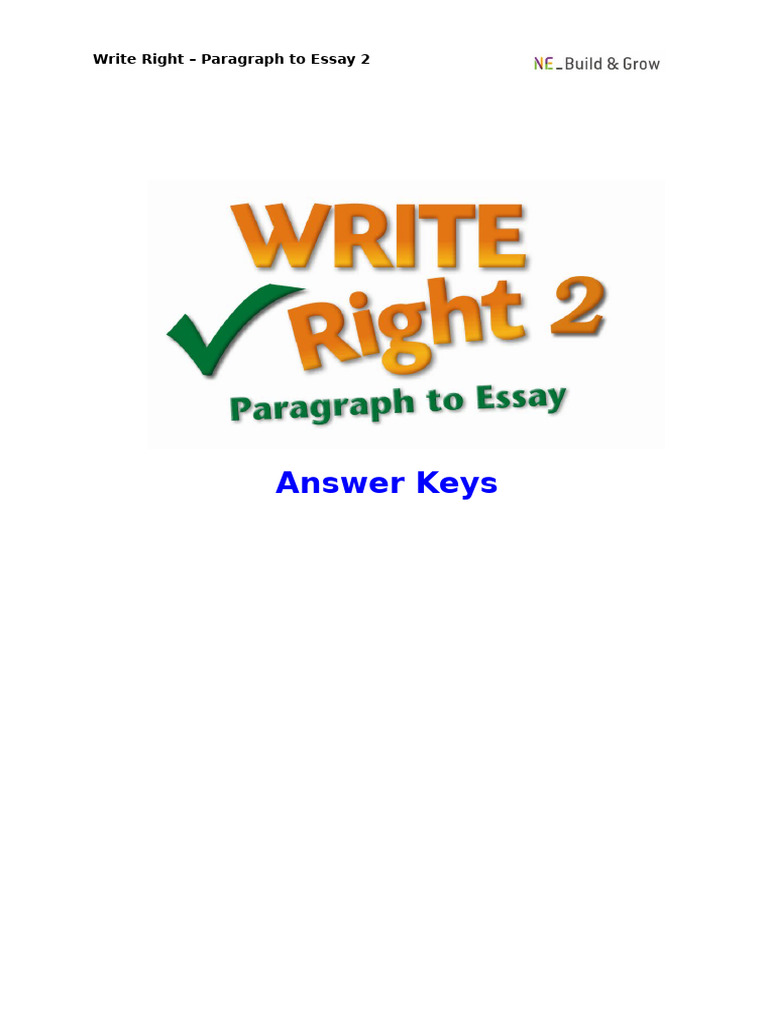 Write Right: Paragraph to Essay 2 Keys | PDF | Junk Food