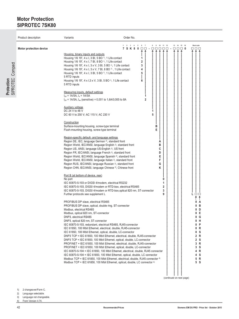 SIPROTEC Compact Product Overview | PDF | Ethernet | Manufactured Goods
