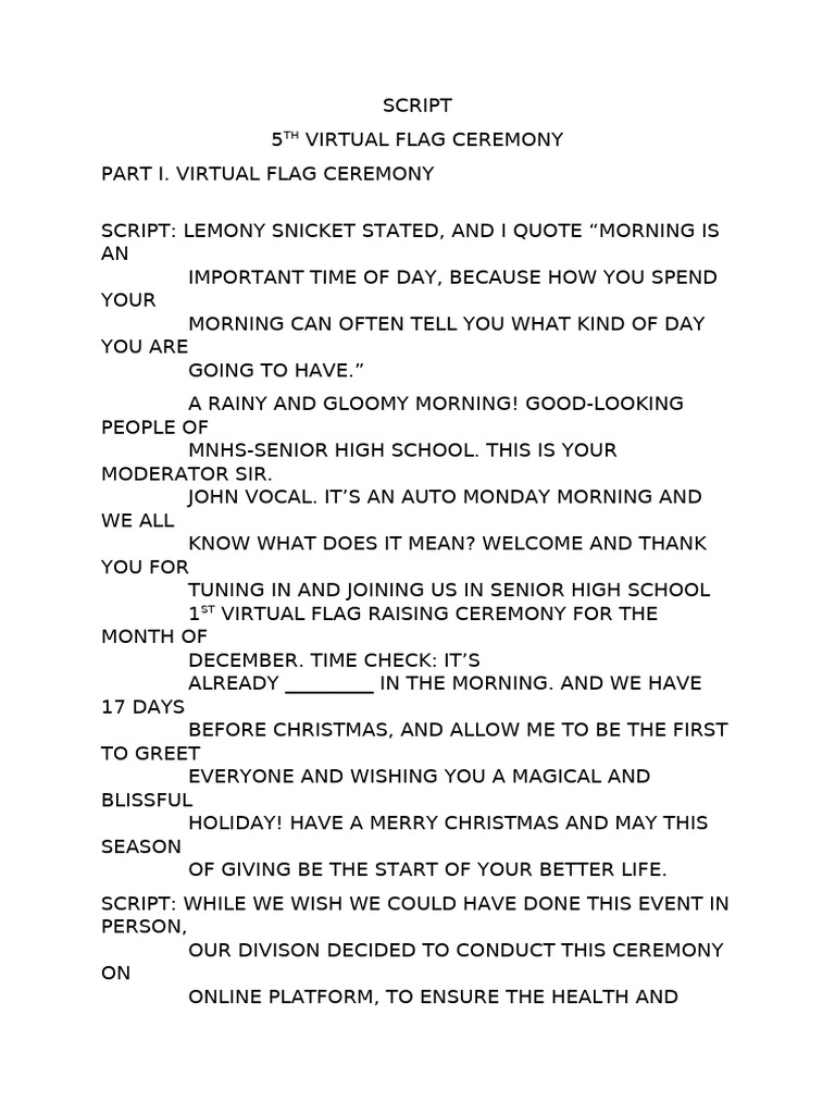 5th Virtual Flag Raising Ceremony Script | PDF | Social Science
