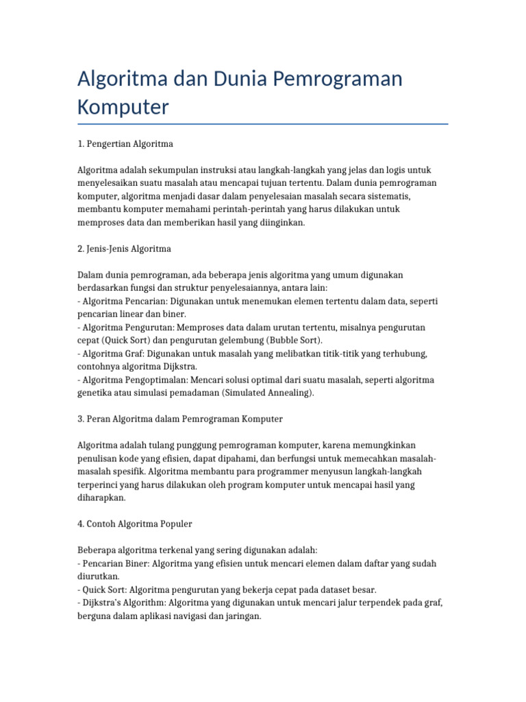 Algoritma Dan Dunia Pemrograman Komputer | PDF | Komputer