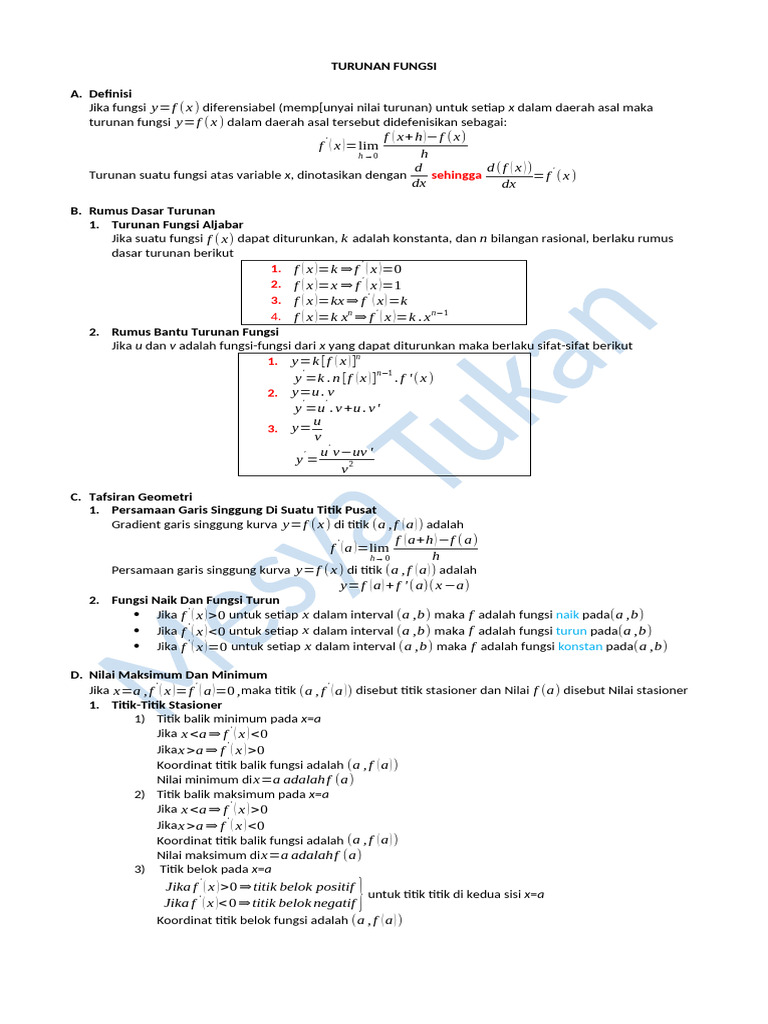 Turunan Funsi | PDF