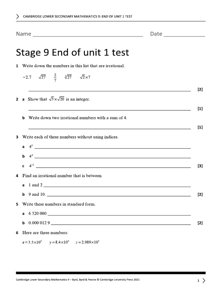 U1 Yr 9 Test | PDF