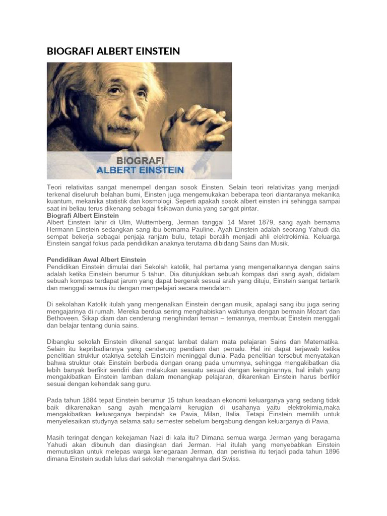 Biografi Albert Einstein | PDF | Filsafat | Sejarah