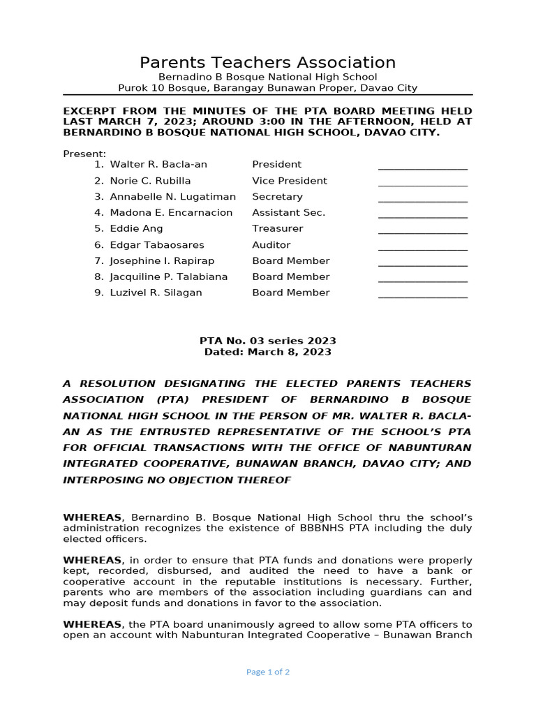 Pta Resolution 03 S 2023 Nico Account Opening | PDF | Government