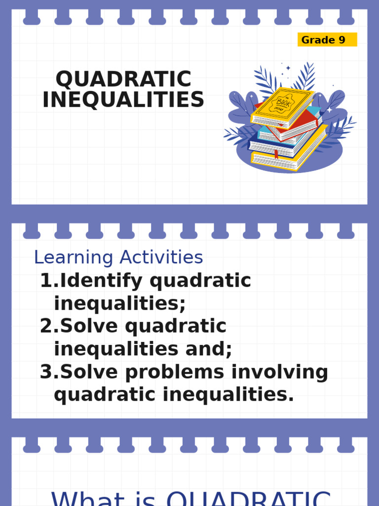 Quadratic Inequalities Pdf Quadratic Equation Equations