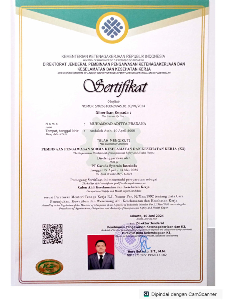 Muhammad Aditya Pradana - AK3U Certified | PDF