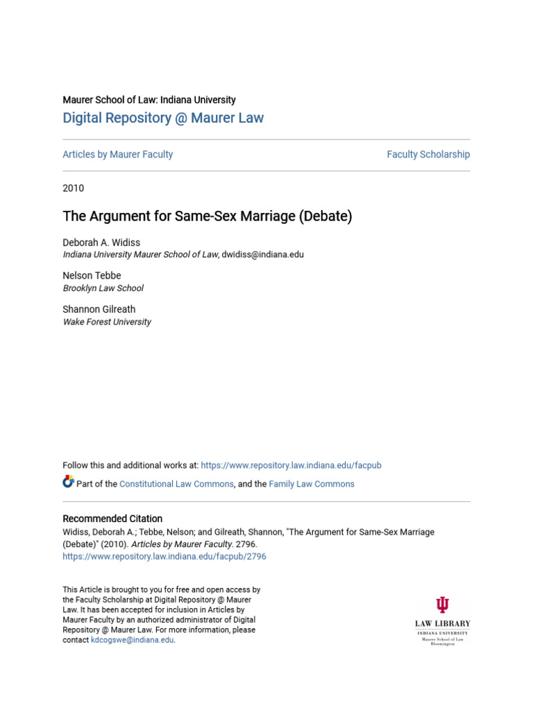 The Argument For Same-Sex Marriage (Debate) | PDF | Equal Protection Clause | Due Process Clause
