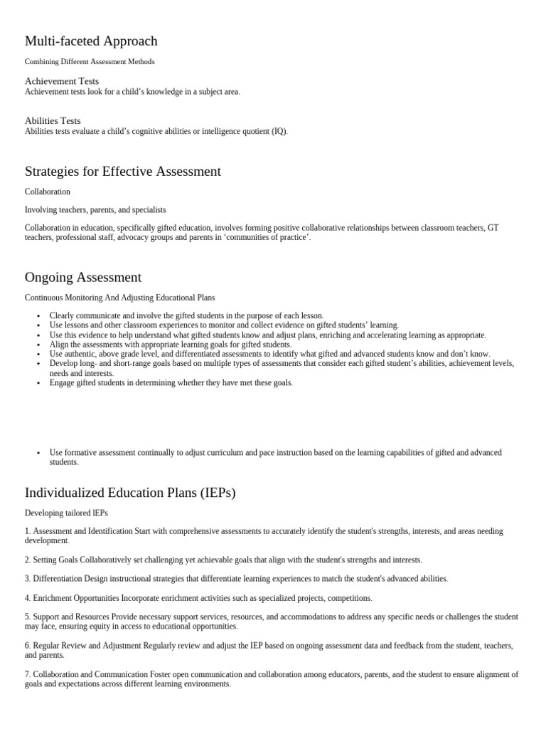 Multi-Faceted Approach: Achievement Tests | PDF | Gifted Education ...