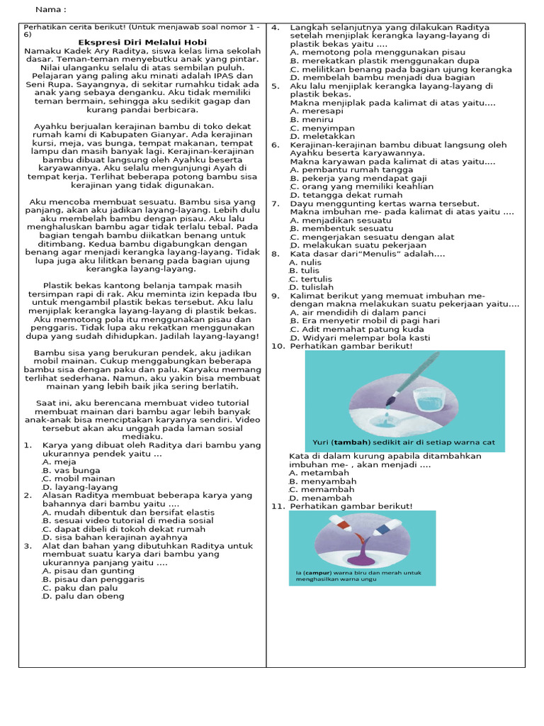 Soal Bahasa Indonesia Imbuhan Me | PDF
