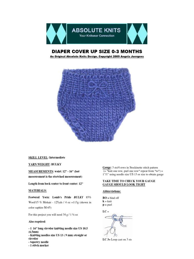 Pattern DIAPER COVER UP | PDF | Knitting | Natural Materials