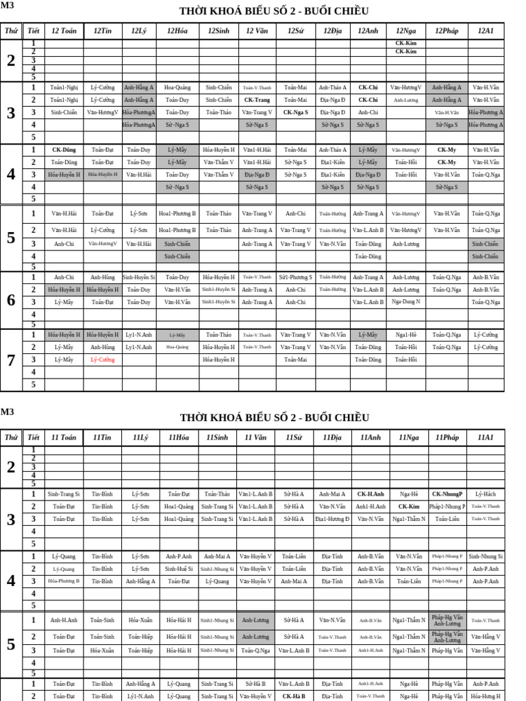 TKB chiều -M3 - So 2 từ 04-11 (chính thức) | PDF