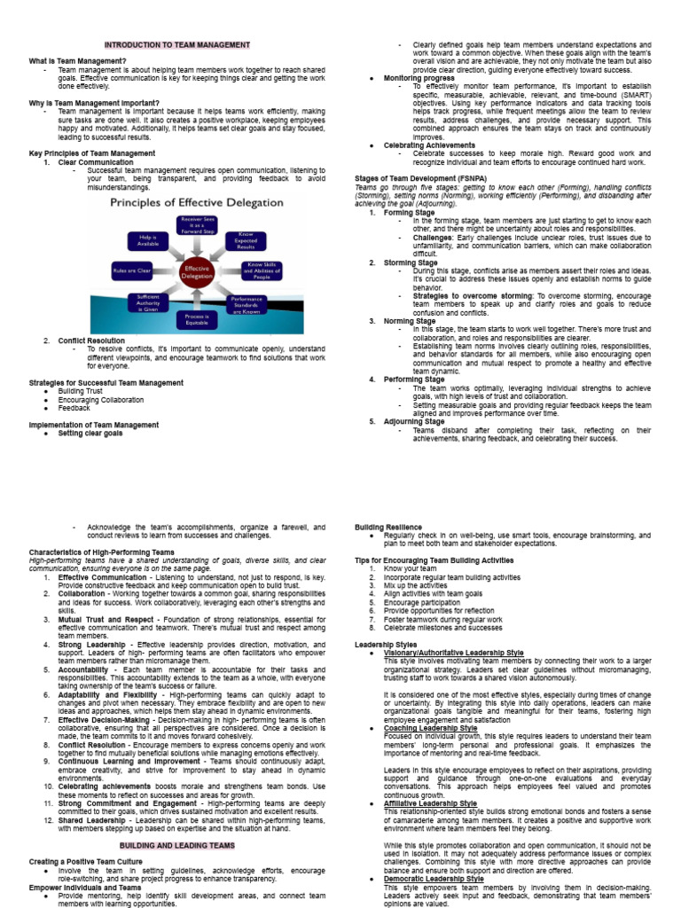 Reviewer - Team Management | PDF | Goal | Leadership