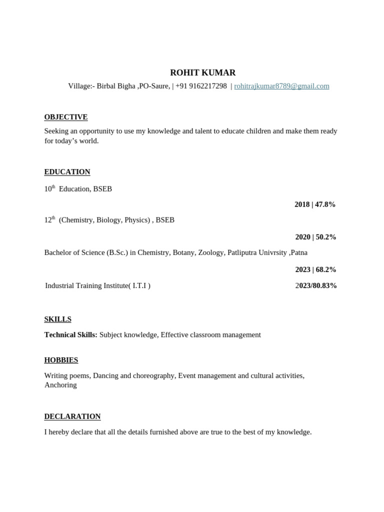 Rohit CV | PDF
