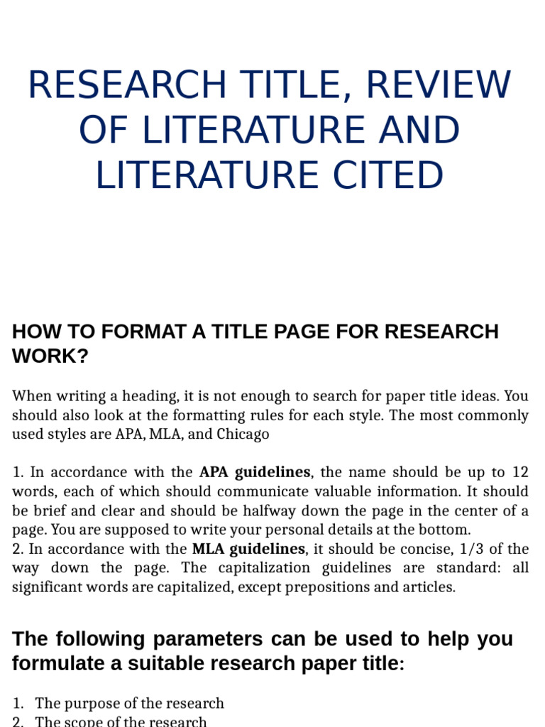 Research Title & Literature Review | PDF | Citation | Science