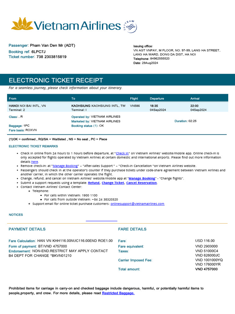Electronic Ticket Receipt Details | PDF | Airlines | Information Privacy