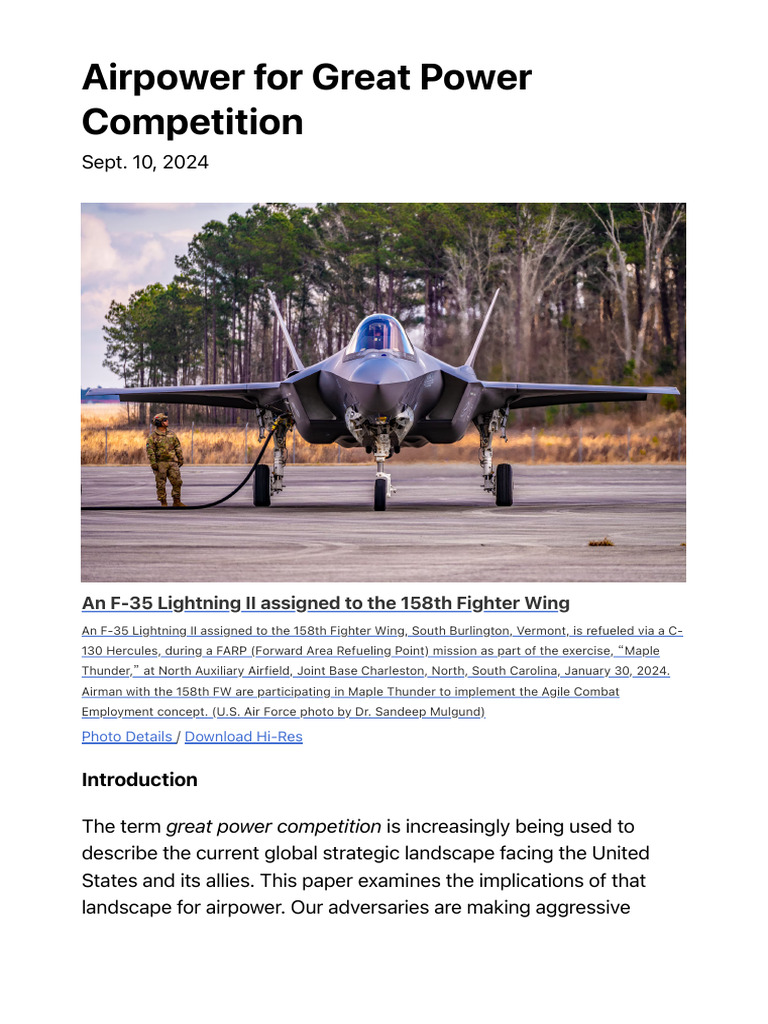 Airpower For Great Power Competition Air University (AU) Wild Blue ...