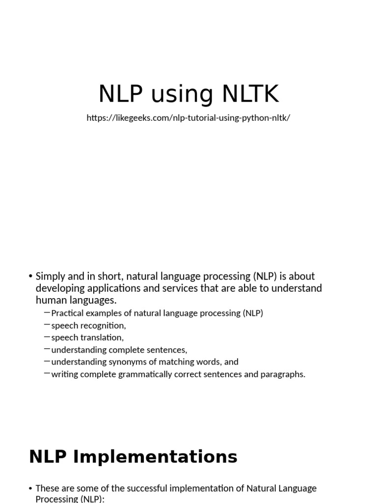 NLP Tutorial with Python NLTK | PDF | Computing | Linguistics
