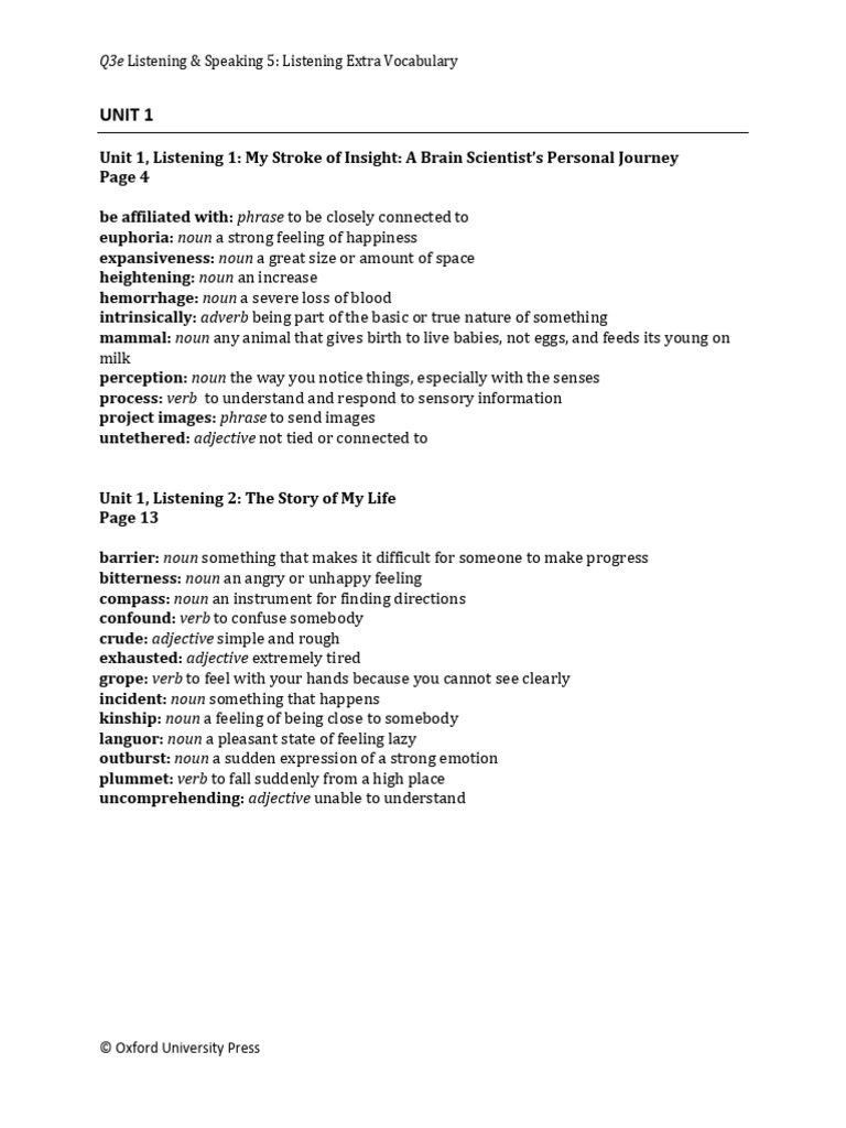 Q3e LS5 U01 ExtraVocabulary | PDF