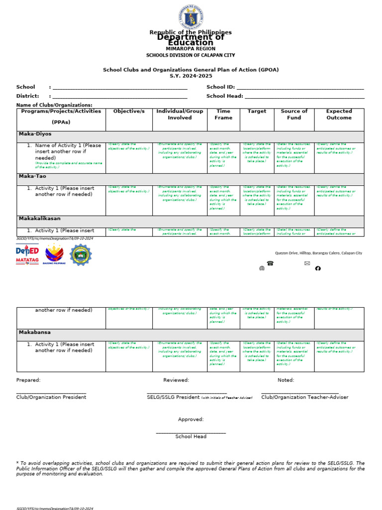 Clubs and Orgs GPOA Template | PDF