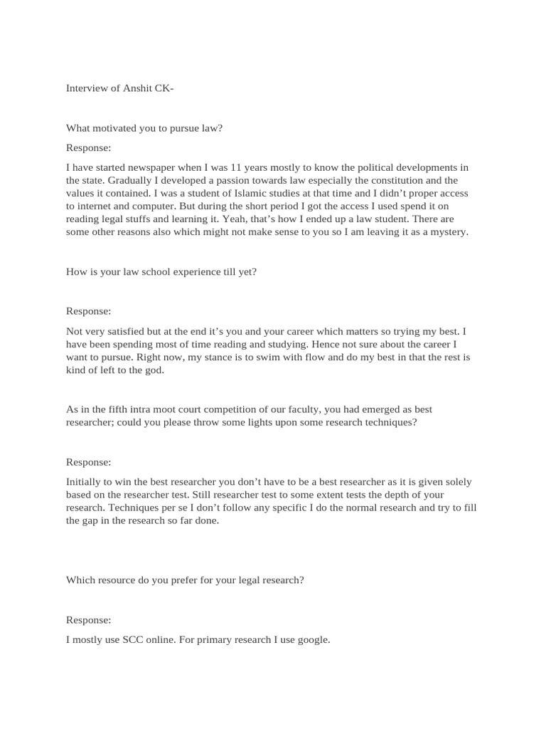 Interview of Anshit CK | PDF | Mootness