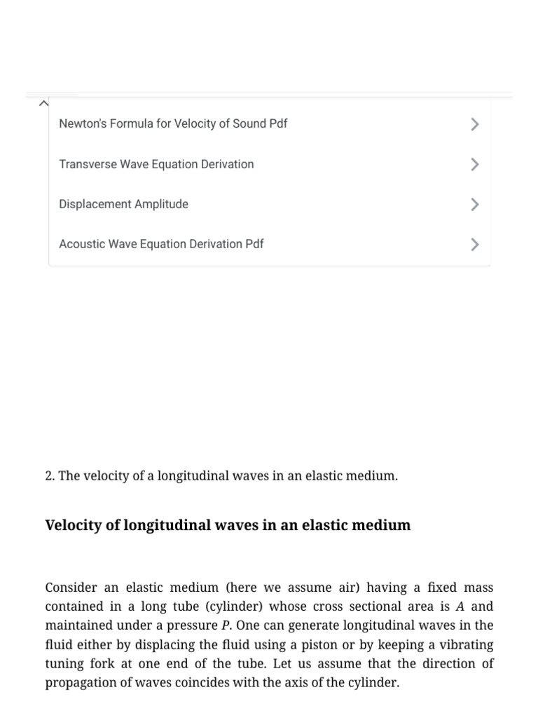 Velocity of Longitudinal Waves Explained | PDF | Waves | Velocity