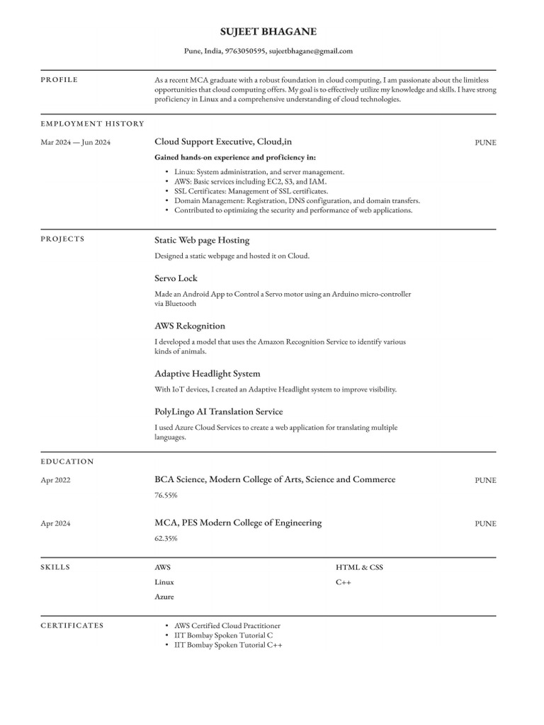 Sujeet - Resume 2024 | PDF