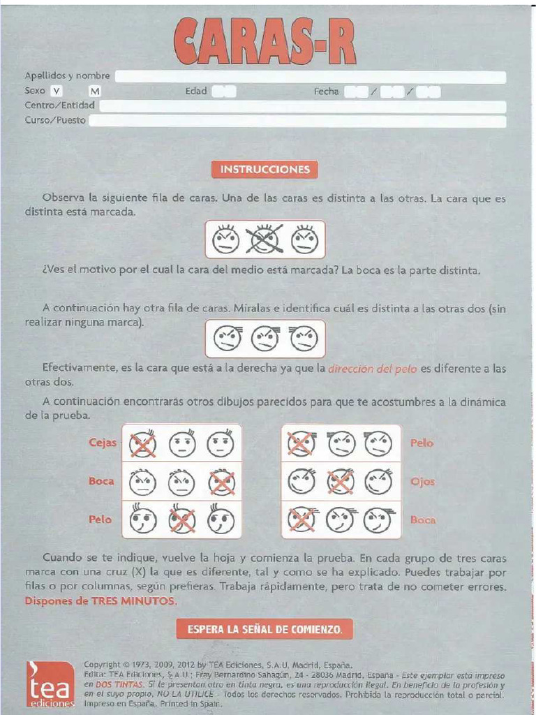 PDF Caras R Cuaderno de Aplicacion y Hoja de Correccion - Compress | PDF