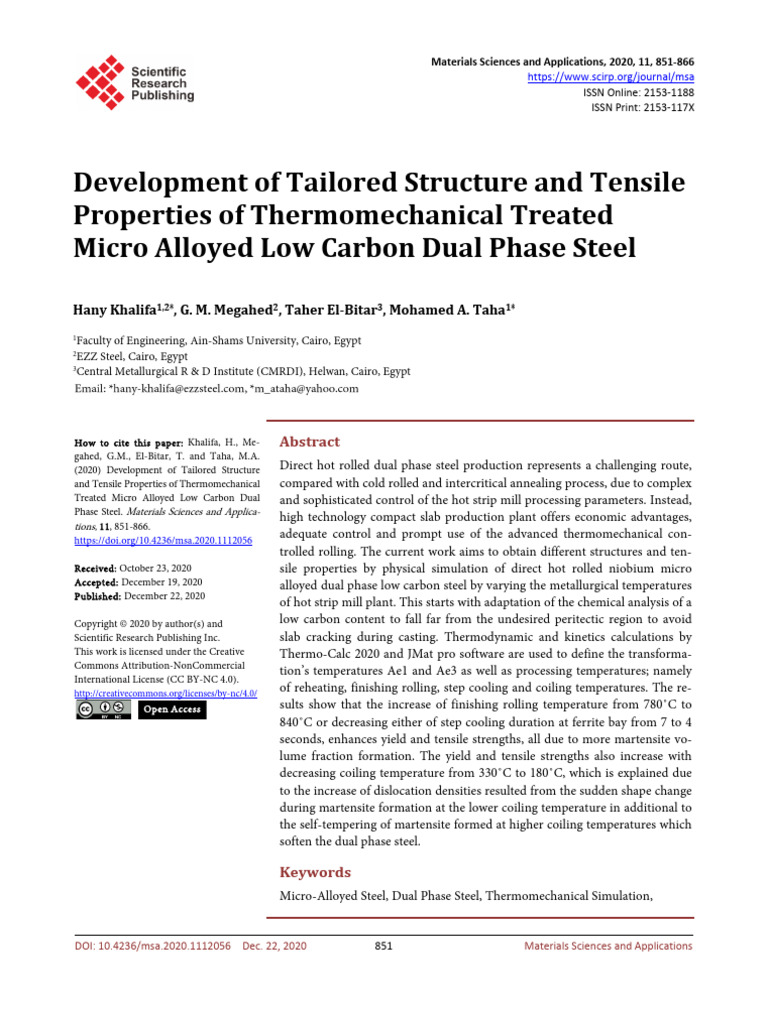 Development of Tailored Structure and Tensile Prop | PDF | Steel | Alloy