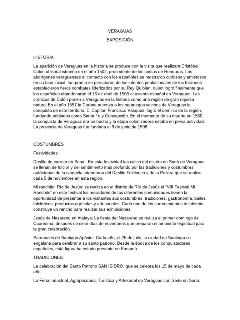 Tradiciones y Leyendas de Veraguas | PDF