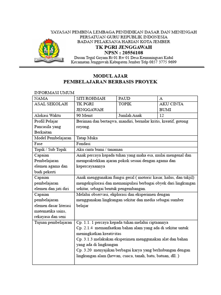 Perangkat Pembelajaran - Siti Rohmah - 4120024628 | PDF