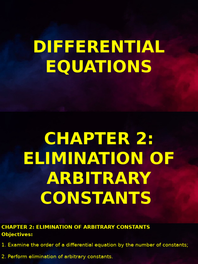 Eliminate Arbitrary Constants | PDF | Equations | Derivative