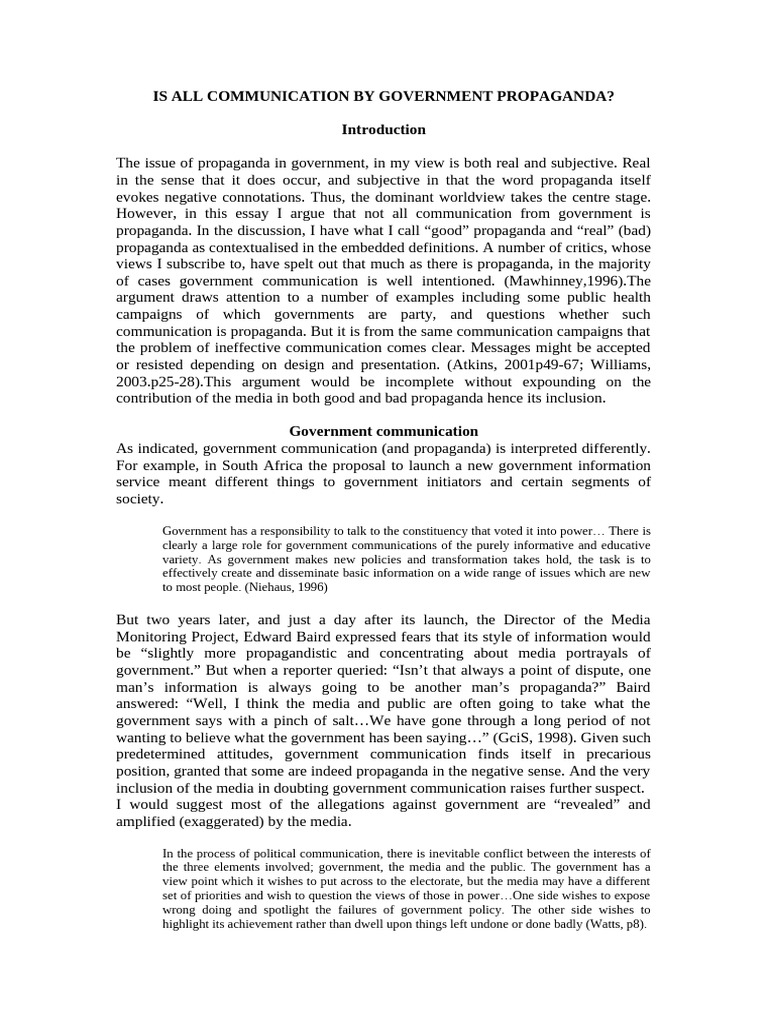 Is All Communication by Government Propaganda? | PDF | Propaganda ...