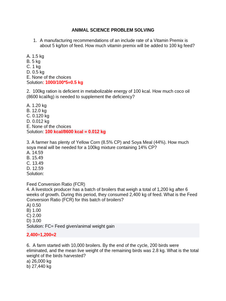 ANIMAL SCIENCE PROBLEM SOLVING | PDF | Dominance (Genetics) | Zygosity