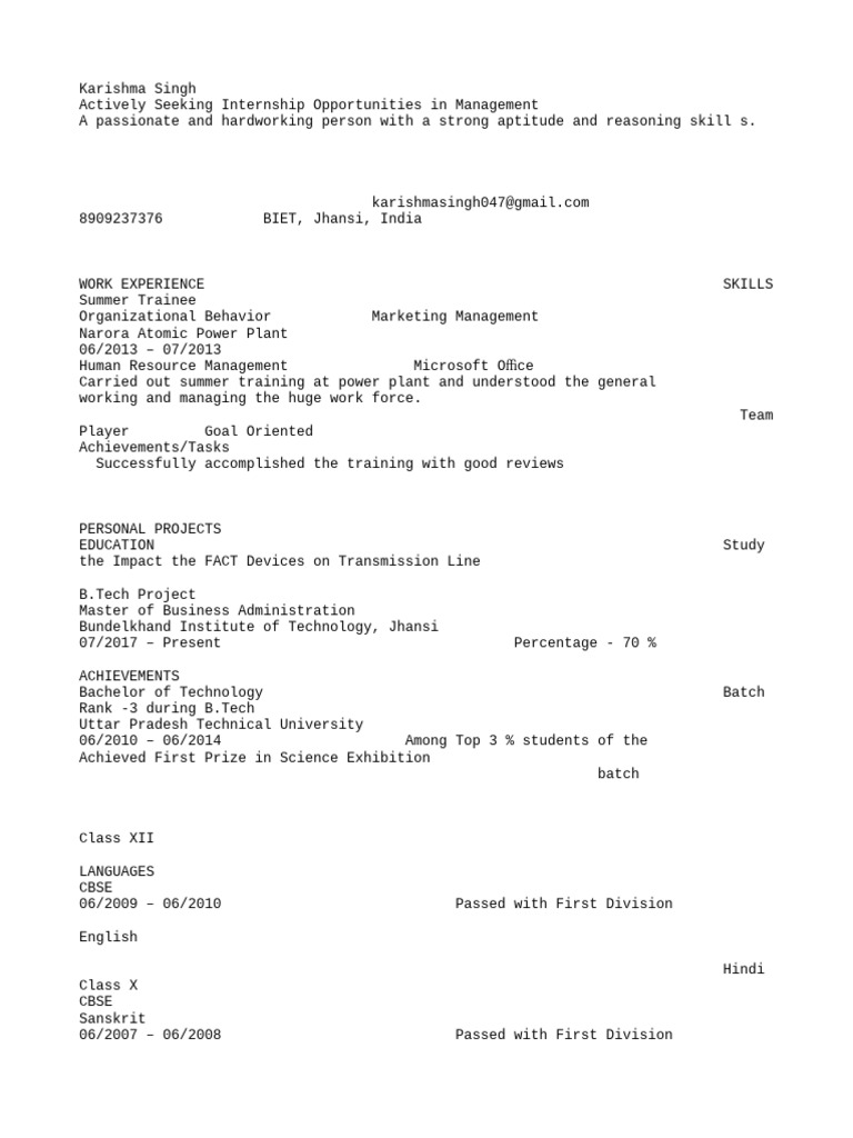 Karishma S Resume | PDF