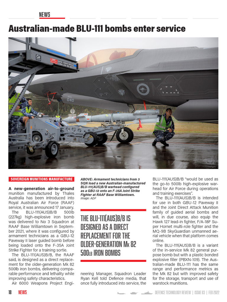 Blu-111 Enters Service in Australia | PDF | Australian Defence Force ...