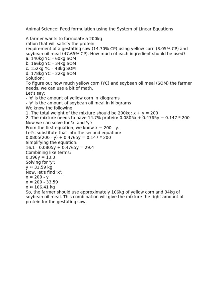Feed Formulation for Gestating Sows | PDF