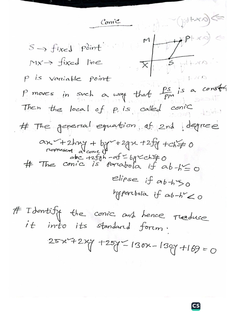 Conics and Plan Equation | PDF