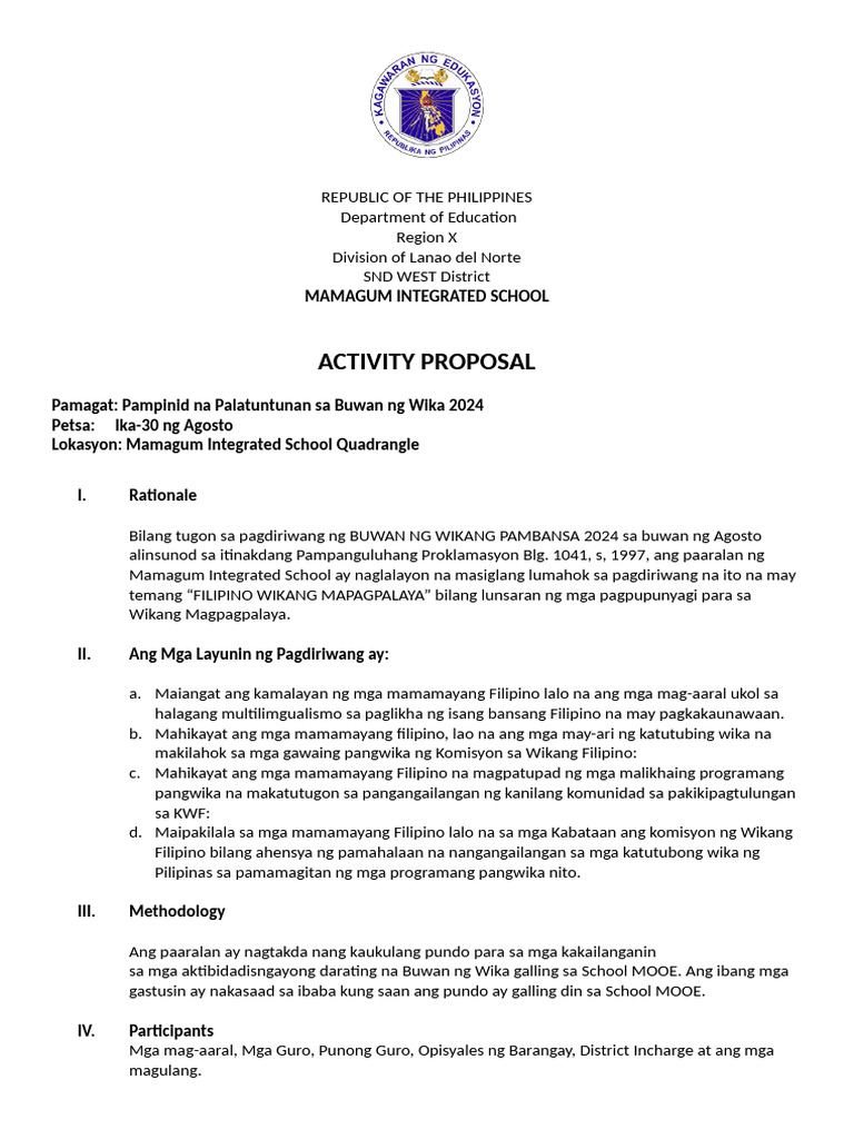 Buwan NG Wika Proposal | PDF