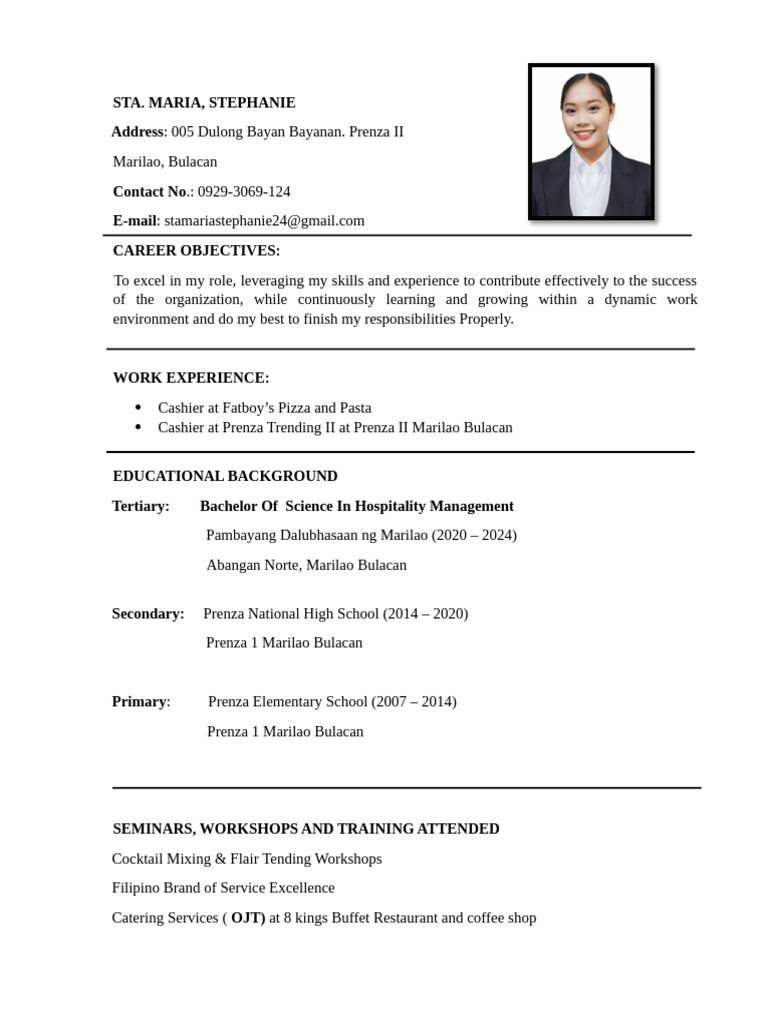 Sta Maria Stephanie CV | PDF