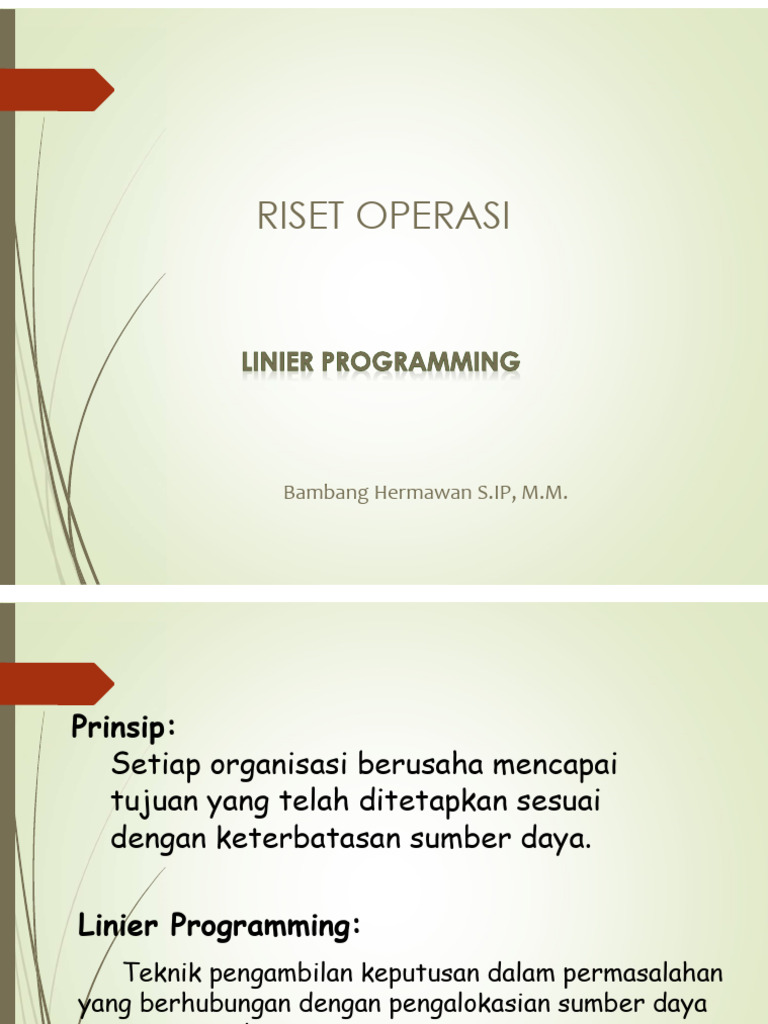 Materi Pertemuan 2 Linear Programming | PDF | Komputer | Teknologi & Rekayasa
