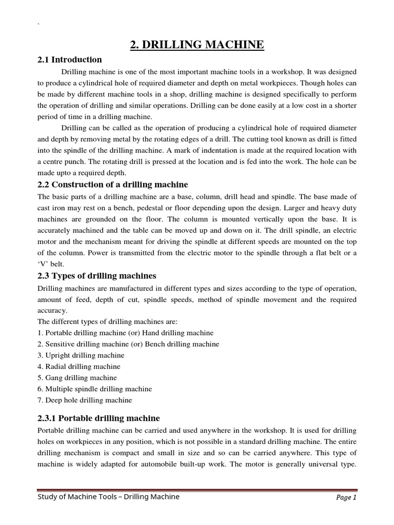Drilling Machine Notes-Sep 2023 - New | PDF | Drill | Drilling