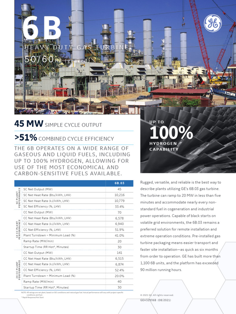 GE 6B.03 Gas Turbine Features & Specs | PDF | Sustainable Energy ...