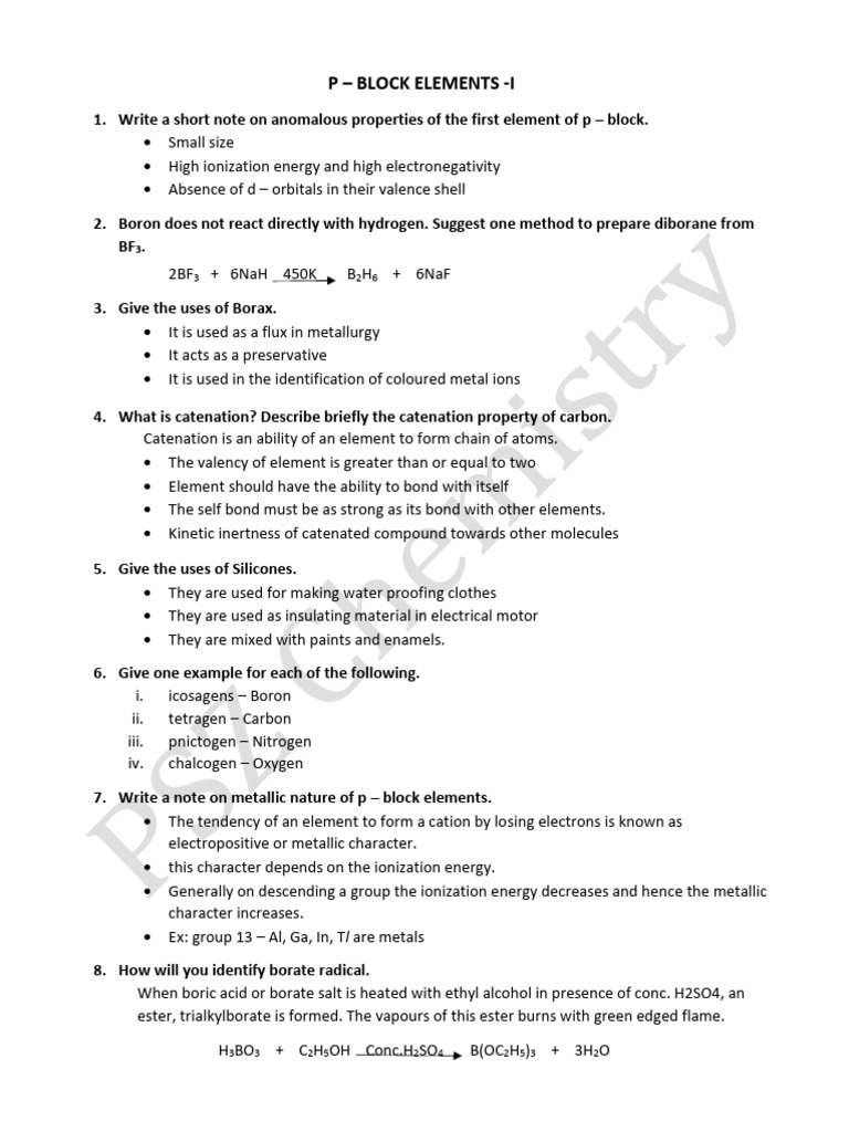 12th Chemistry Unit 2 P Block Elements Study Material English Medium ...