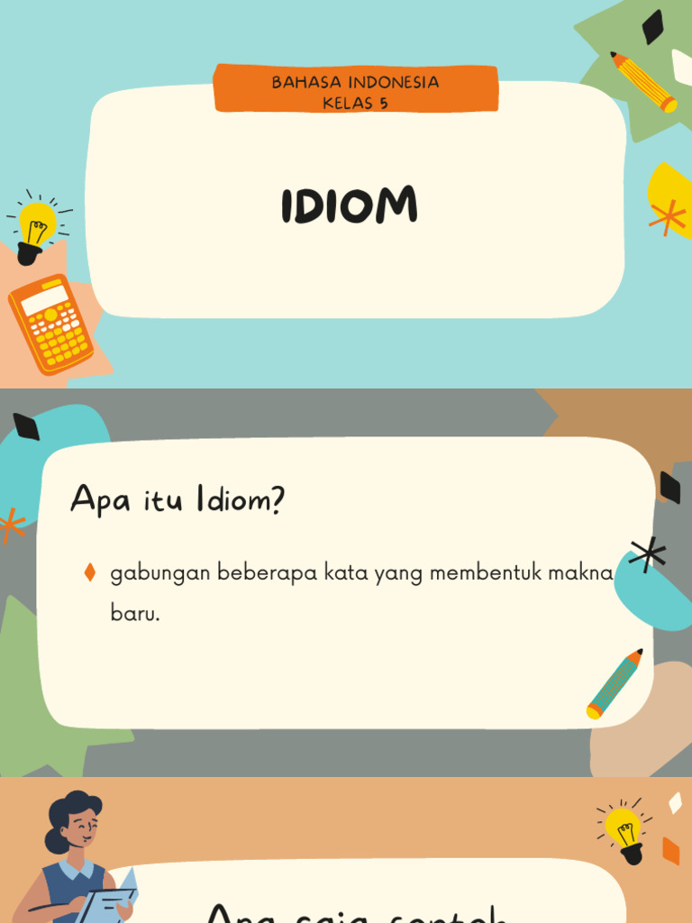 Pengertian dan Contoh Idiom Kelas 5 | PDF | Seni & Disiplin Bahasa ...