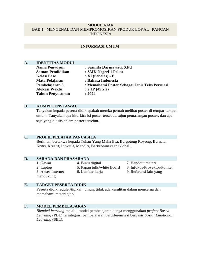 Modul Ajar PPG Poster | PDF
