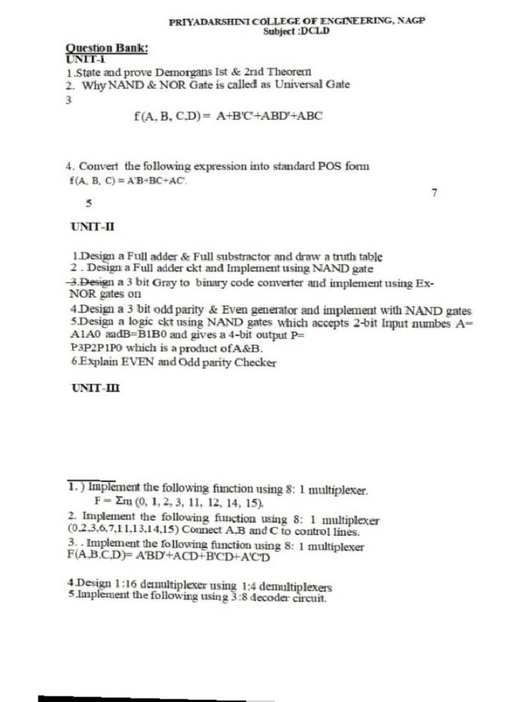 DCLD End Sem Question Bank | PDF