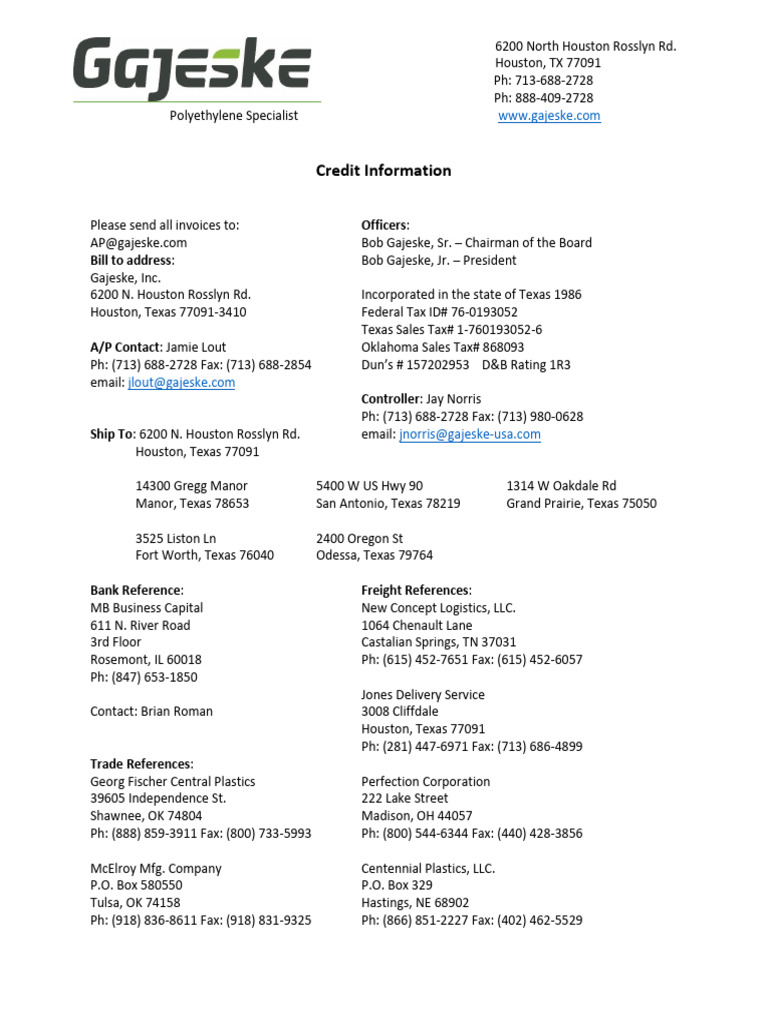 Gajeske-Credit-Information 2 | PDF