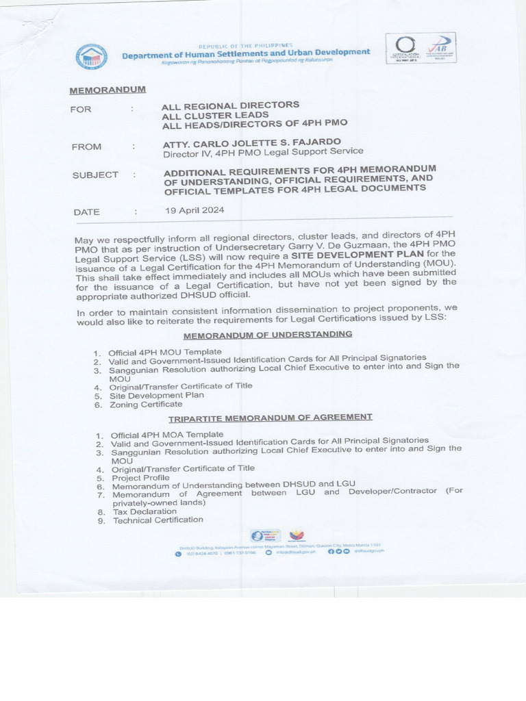 Mou & Moa Checklist and Template | PDF