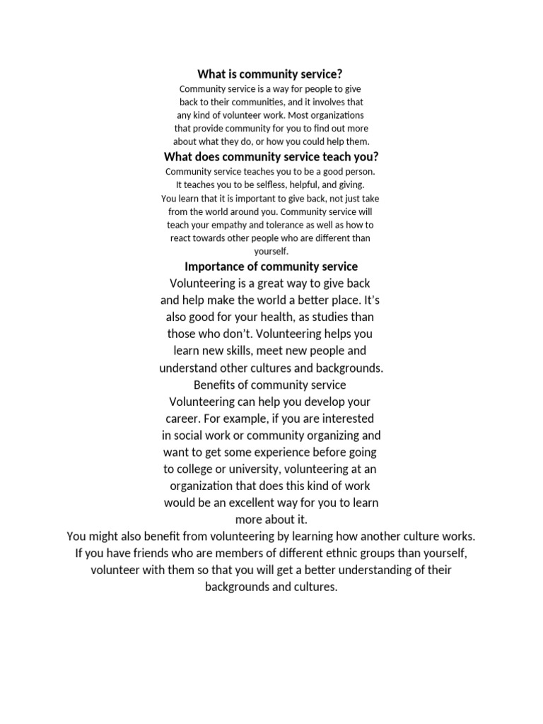 What Is Community Service | PDF | Social Science | Lifestyle